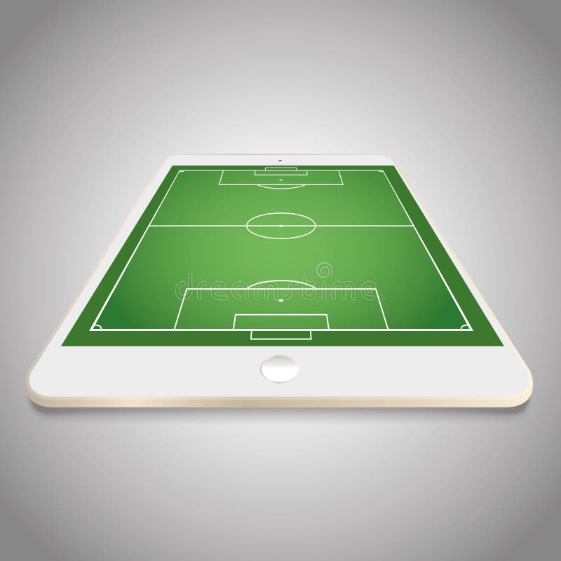 Soccer Field on Tablet Screen Stock Illustration - Illustration of ...