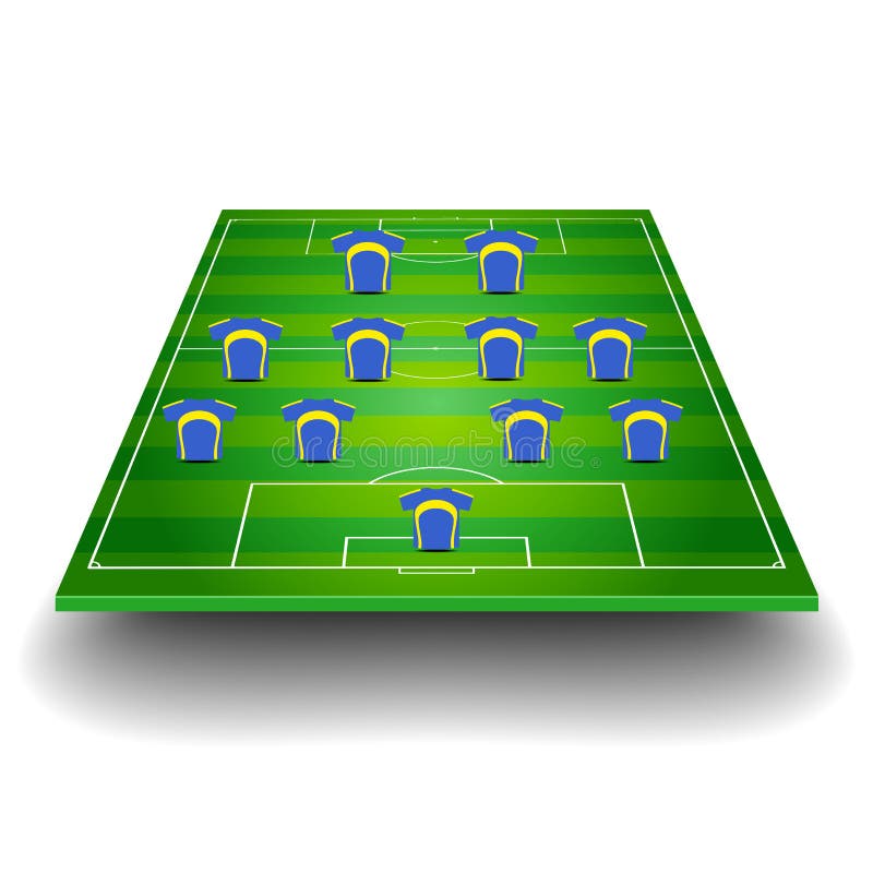 Soccer Field Layout with Formation Stock Vector - Illustration of kick ...