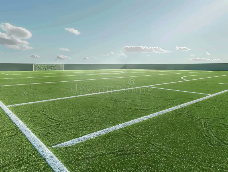 A Soccer Field with White Lines and Grass Stock Photo - Image of lush ...