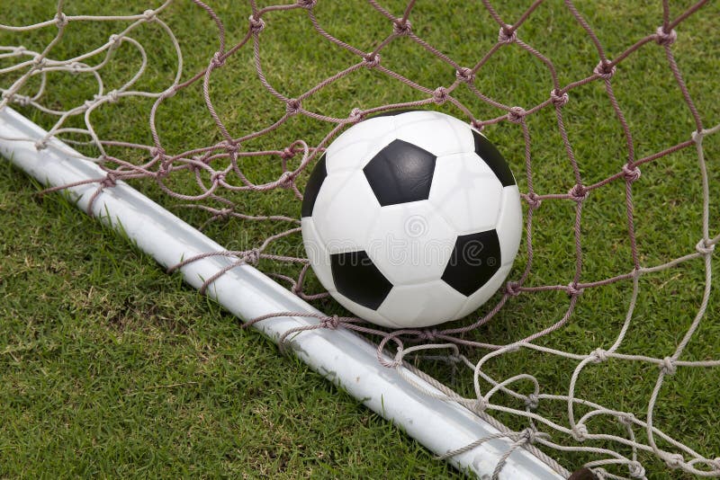 Soccer Foot Ball in Goal Net Stock Photo - Image of activity, sport ...