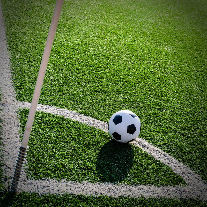 Soccer Football on Corner Line for Corner Kick. Stock Photo - Image of ...