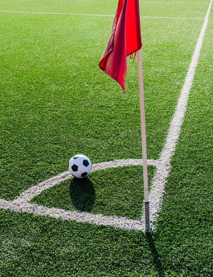 Soccer Football on Corner Line for Corner Kick. Stock Photo - Image of ...