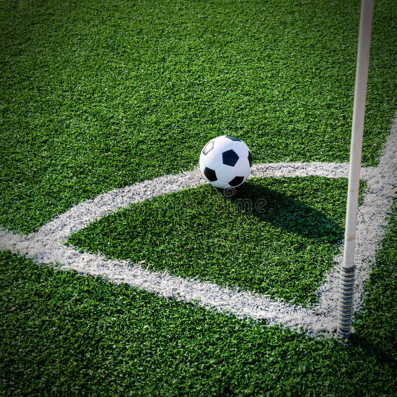Soccer Football on Corner Line for Corner Kick. Stock Photo - Image of ...