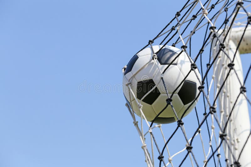 Soccer Football in Goal Net Stock Photo - Image of competition, kick ...