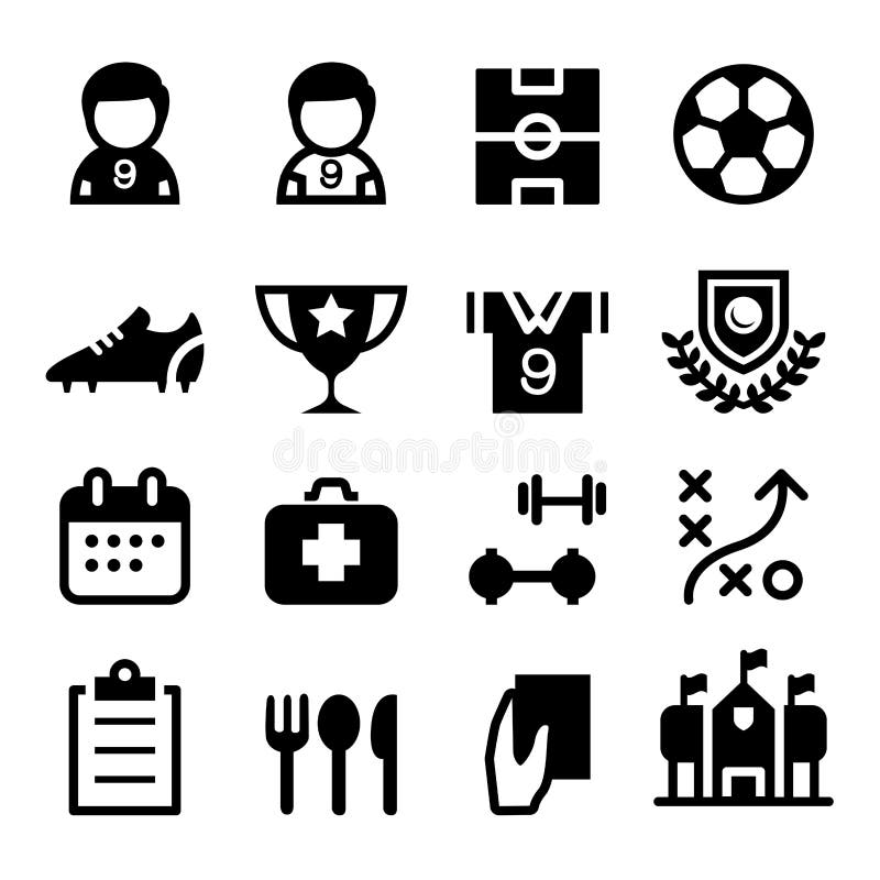 Soccer, Football Training Icons Set in Thin Line Style Stock Vector ...