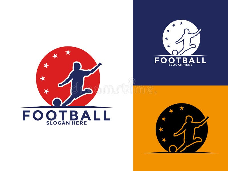 Soccer Football Logo Vector, Soccer Football with Player and Ball Logo ...