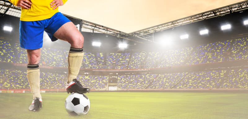 Soccer or Football Player on Stadium Stock Photo - Image of sport ...