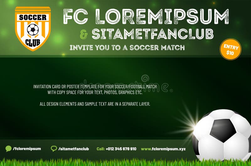Soccer or Football Poster Template with Sample Text Stock Vector ...