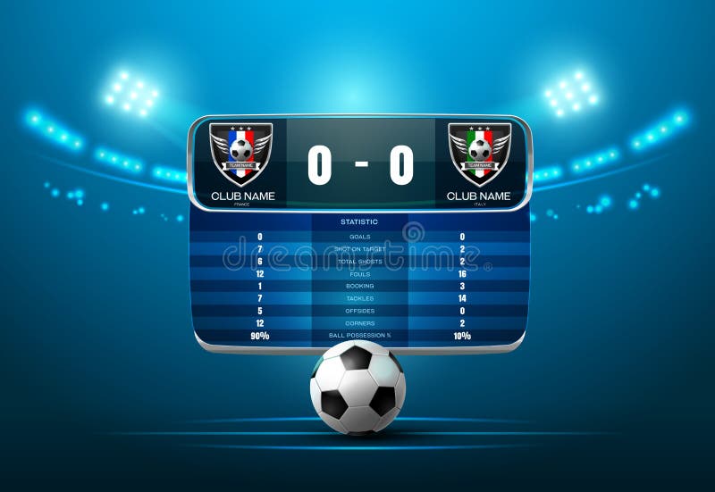 Soccer Football with Scoreboard and Spotlight Stock Vector ...