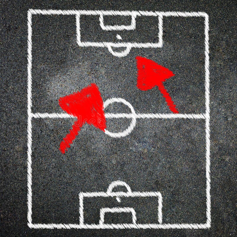 Soccer game on blackboard stock image. Image of field - 90690789