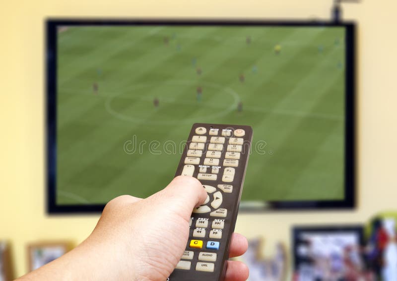 Soccer game on TV stock image. Image of entertainment - 36934361