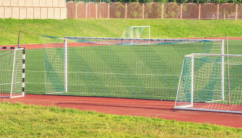 Two soccer gates in mist stock image. Image of haze, field - 2605767