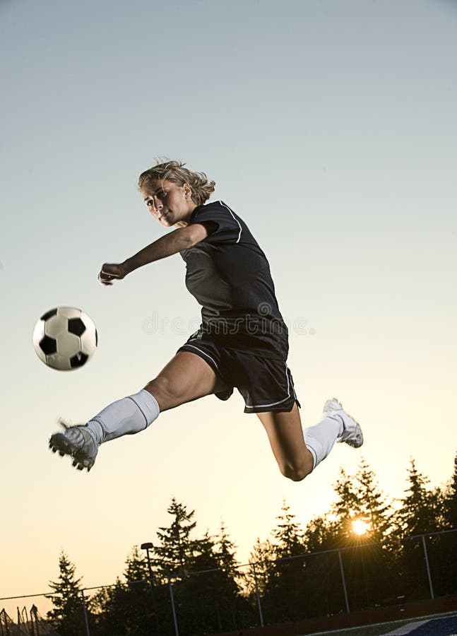 Soccer Girl stock photo. Image of kicking, physical, female - 14592128