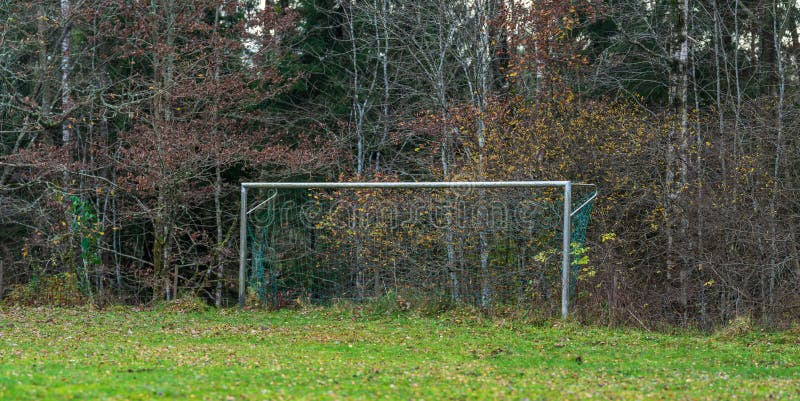 Soccer Goal on an Abandoned Field in the Forest.. Stock Image - Image ...