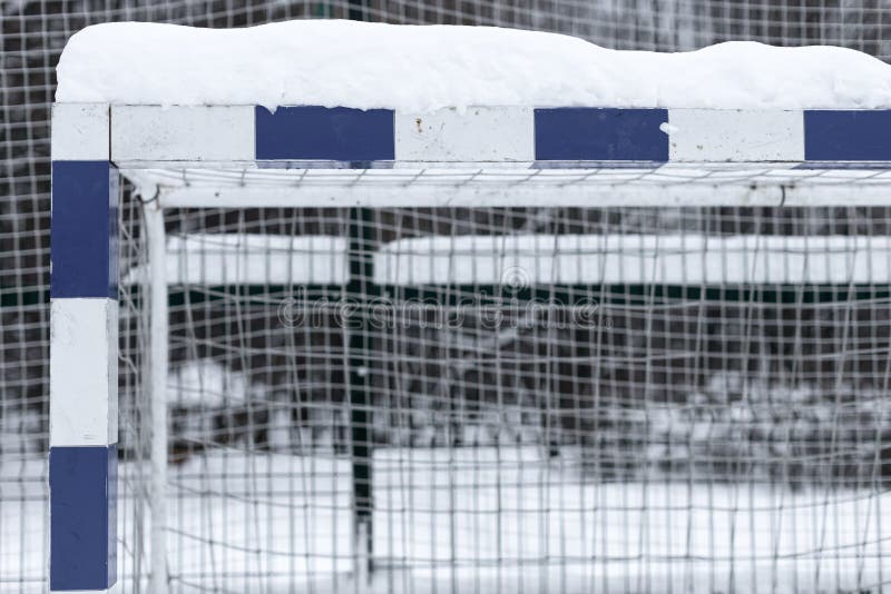 Soccer Goal Covered with Snow in Winter. Stock Photo - Image of ...
