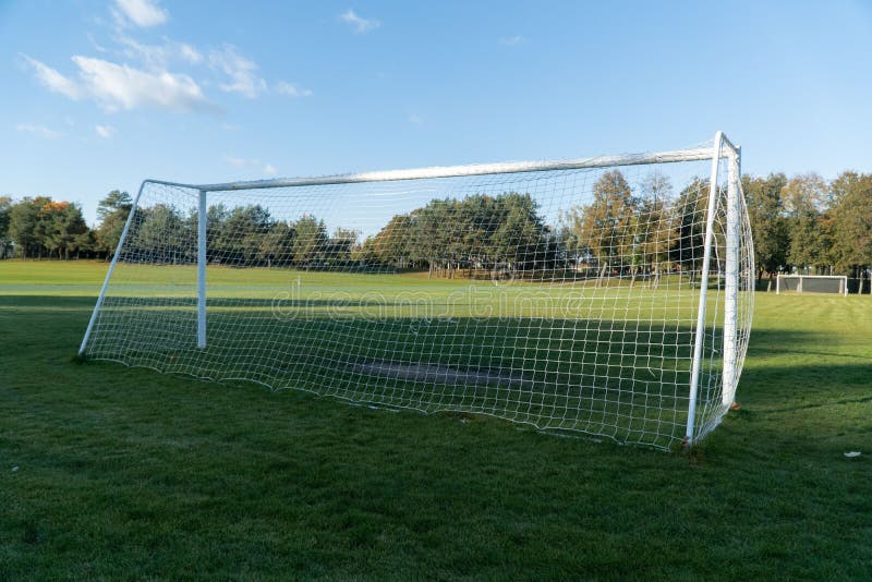 Soccer Goal in a Grass Field of a Park Stock Photo - Image of landscape ...