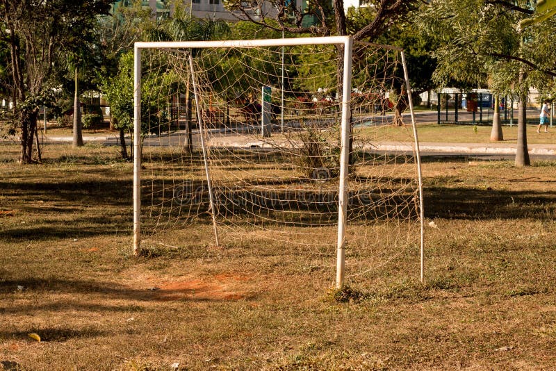 Soccer Goal Net in a Public Soccer Field Stock Photo - Image of playing ...