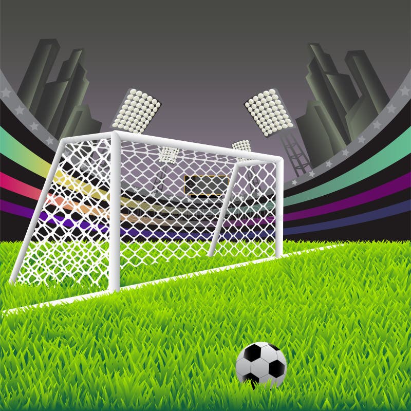 Soccer Goal with Realistic Grass. Stock Vector - Illustration of ...