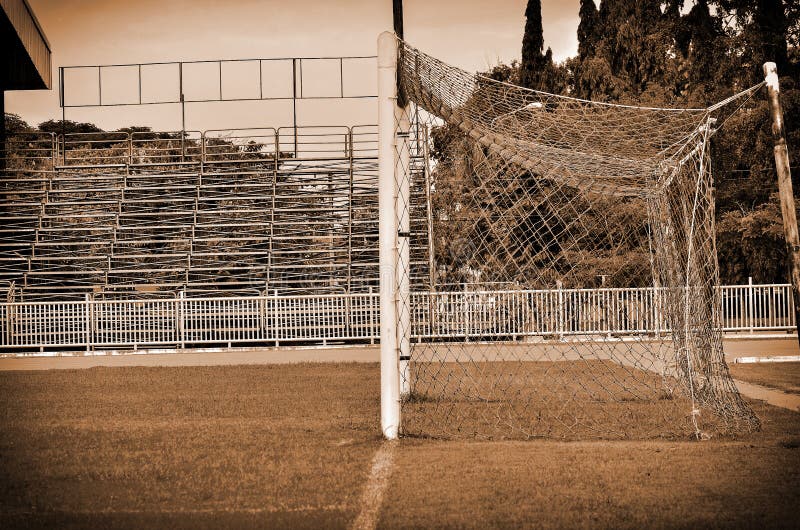 Soccer Goal with Net Stretched on Racks Stock Photo - Image of ...