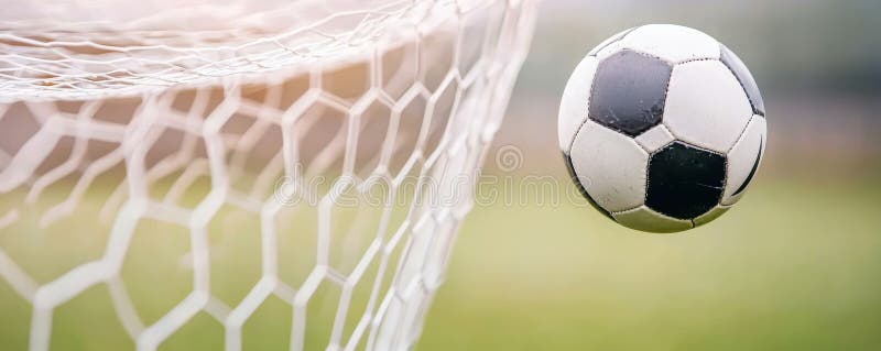 Soccer Goal Post and Net, with a Ball Just Inside the Line, Ready To ...