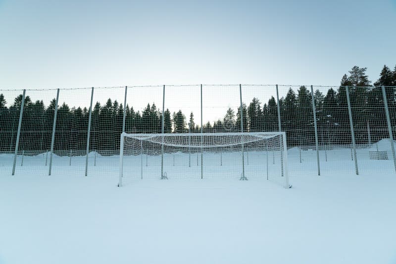 Soccer Goal in Winter with Snow Stock Image - Image of covered, goal ...