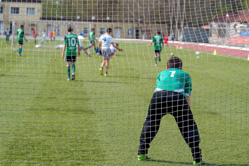 Soccer goalkeeper and net editorial stock image. Image of activity ...