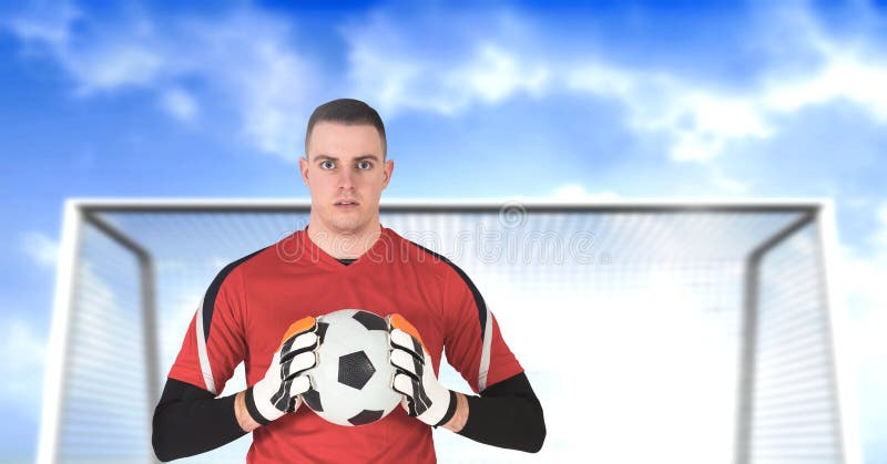 Soccer Goalkeeper Saving Ball in Goal Stock Photo - Image of handsome ...