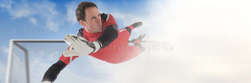 Soccer Goalkeeper Saving in Goal with Transition Stock Photo - Image of ...