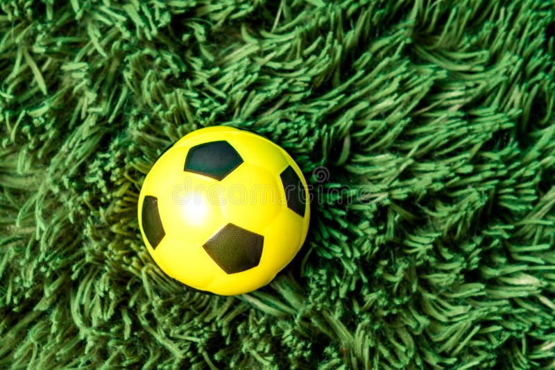 Soccer Grass Field with Ball Top View. Soccer Ball in Fresh Green ...