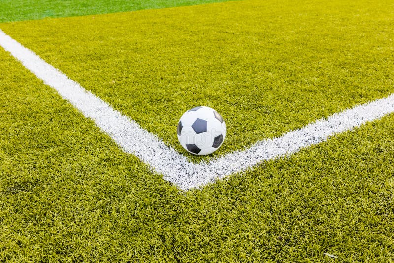 Soccer Grass Field with Marking and Ball Stock Image - Image of contest ...