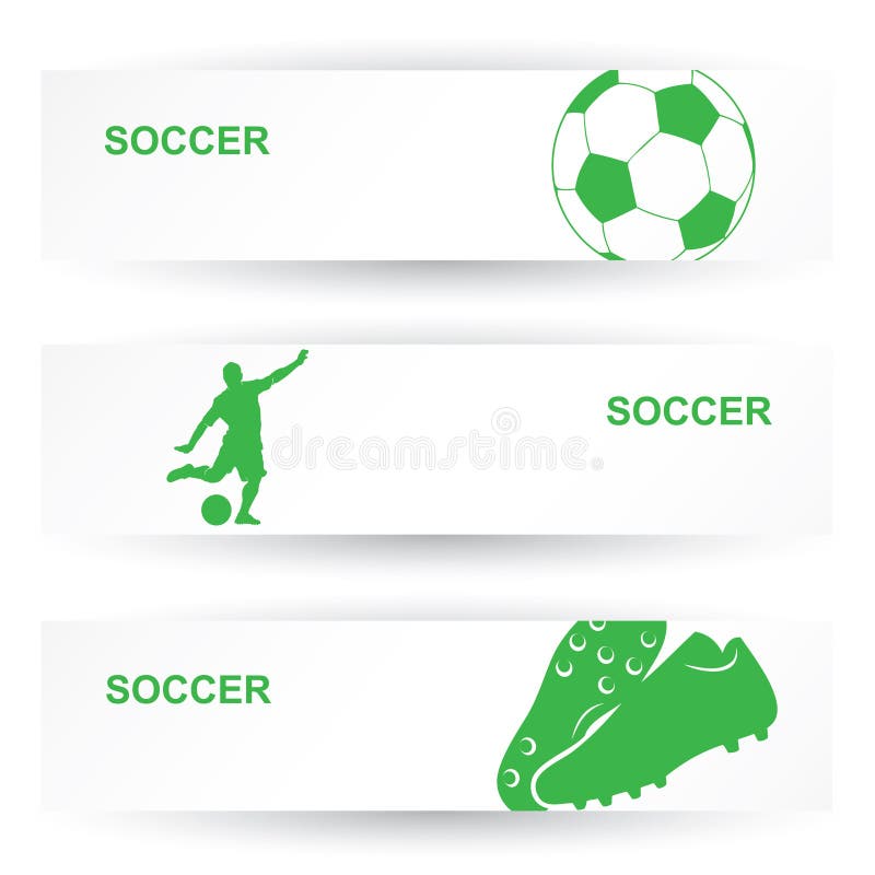 Sports Banners with Soccer Football Symbols Stock Vector - Illustration ...