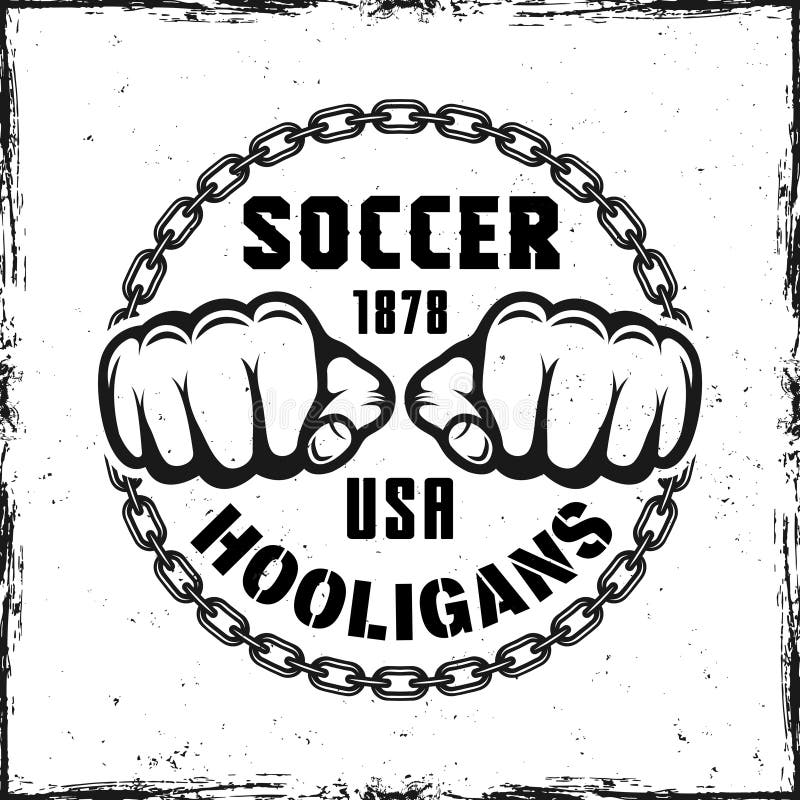 Soccer Hooligans Vintage Emblem with Hand Fist Stock Vector ...