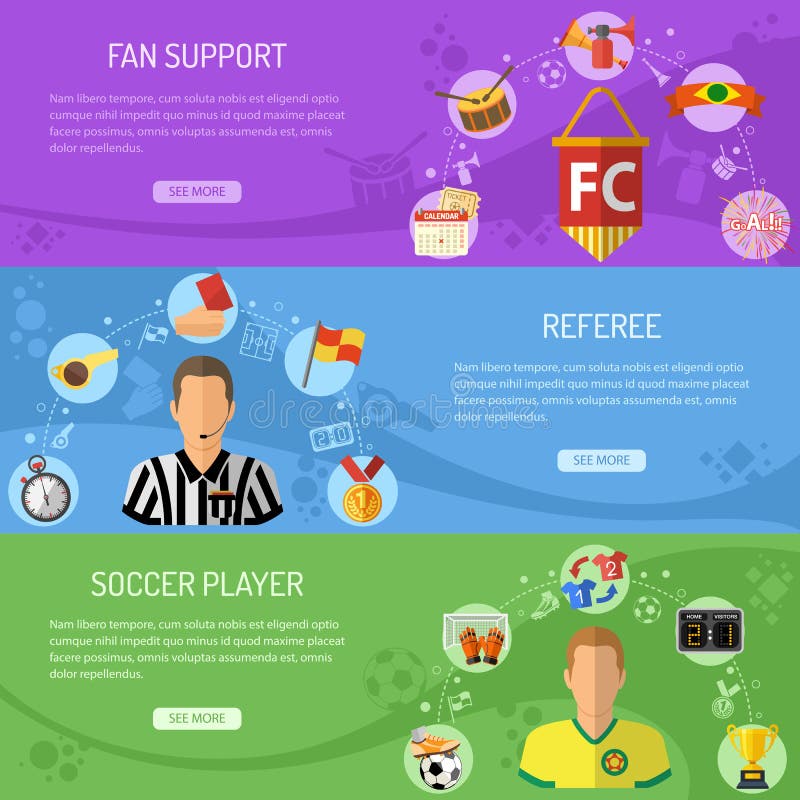 Soccer horizontal Banners stock vector. Illustration of game - 87502801