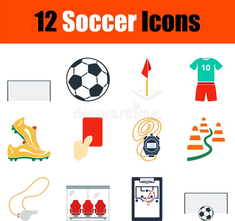 Soccer Icon Set stock vector. Illustration of injury - 207635275
