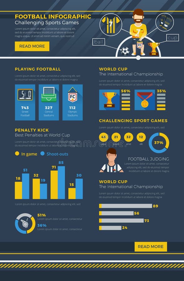 Football or Soccer Playing Field with Infographic Elements and 3d Ball ...