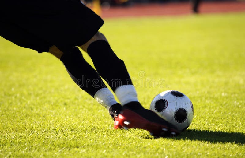 Intense Soccer Kick stock image. Image of foot, outside - 264777