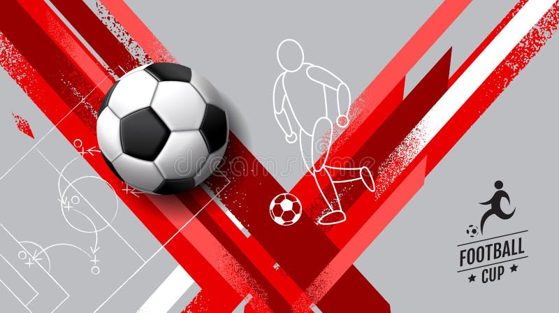 Soccer Layout Template Design, Square, Red Tone, Sport Background Stock ...