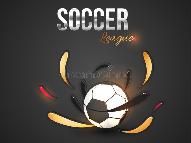 Soccer League Text with Soccer Ball on Grey Background. Stock ...