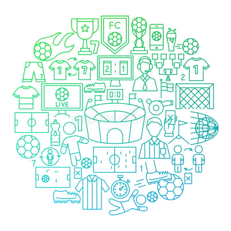 Soccer Line Icon Circle Design Stock Vector - Illustration of ...