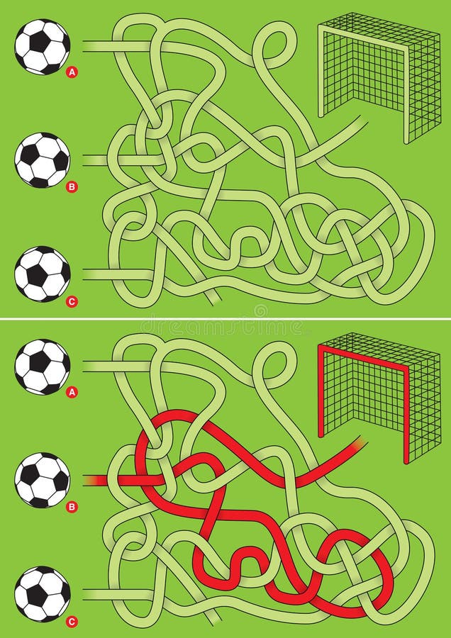 Soccer maze stock vector. Illustration of easy, puzzle - 299852416
