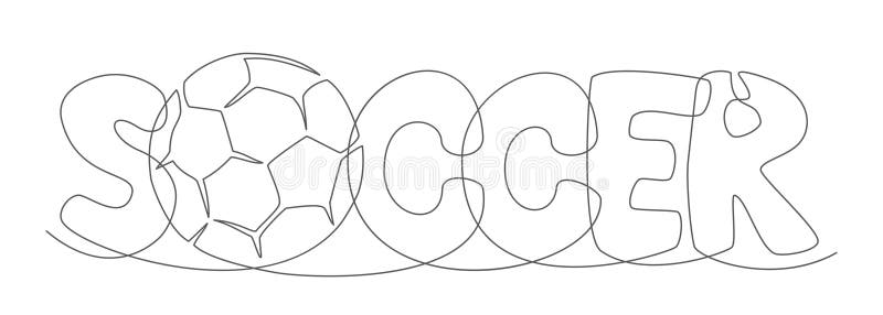 Soccer One Line Drawing Isolated on White Background Stock Vector ...