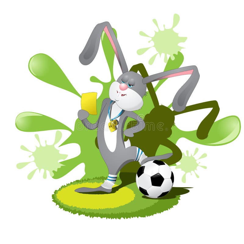 Rabbit Soccer Player with a Ball in Blue and Red Uniform Stock ...