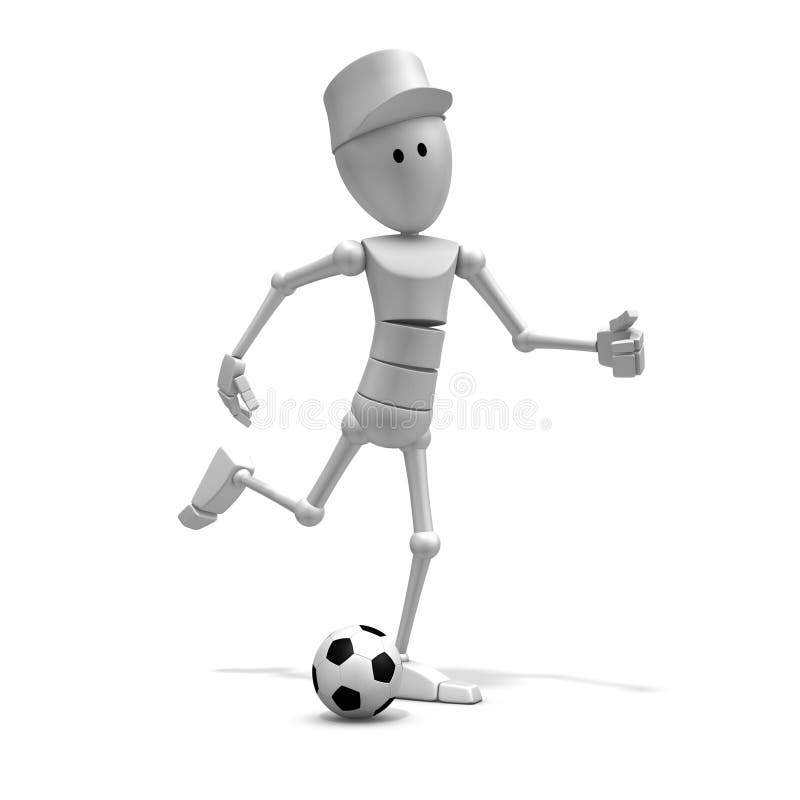 Cyborg Football Player Shoots/3d Robot Plays Soccer Clean Background ...