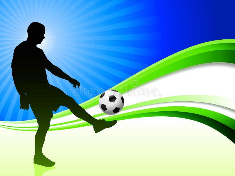 Soccer Player on Abstract Wave Background Stock Illustration ...
