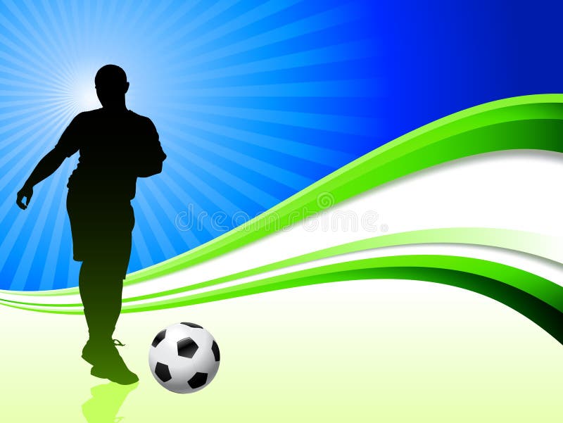 Soccer Player on Abstract Wave Background Stock Illustration ...