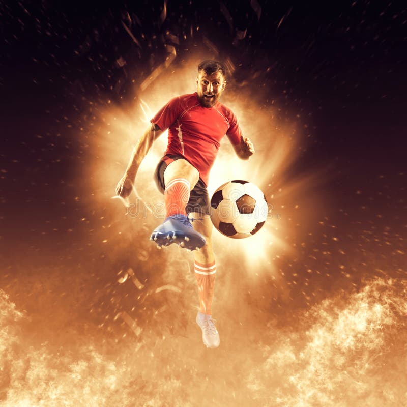 Soccer player in action stock photo. Image of background - 254090246