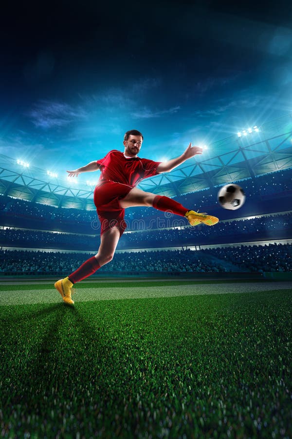 Soccer Player in Action Panorama Stock Photo - Image of athlete, game ...