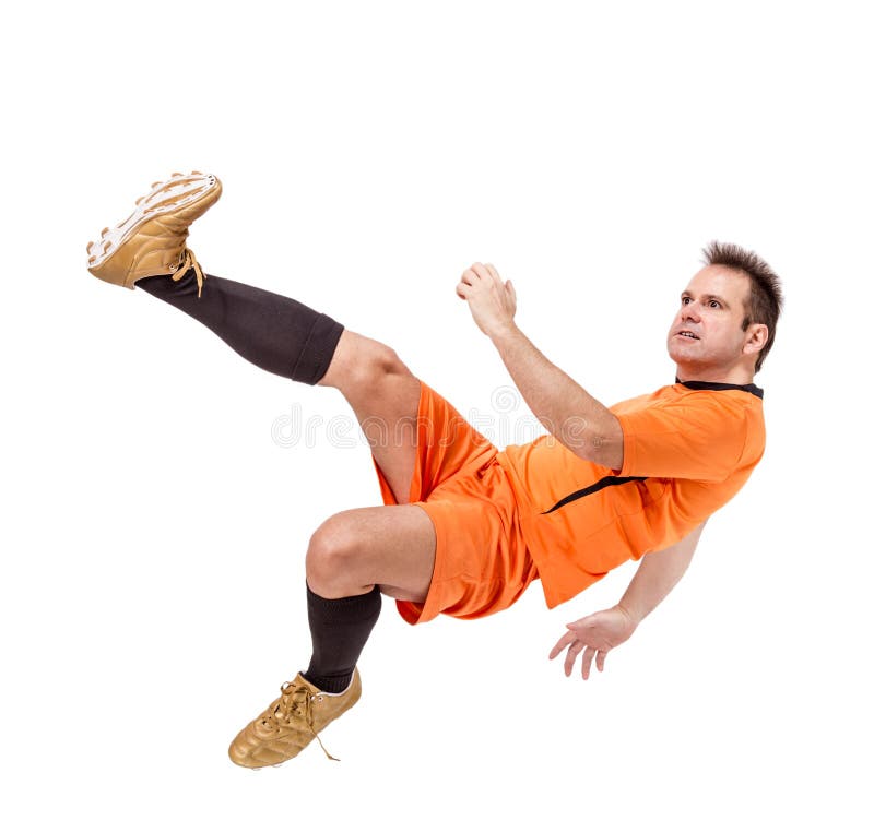 Fat Soccer Player Kicking the Ball Stock Image - Image of effort, adult ...