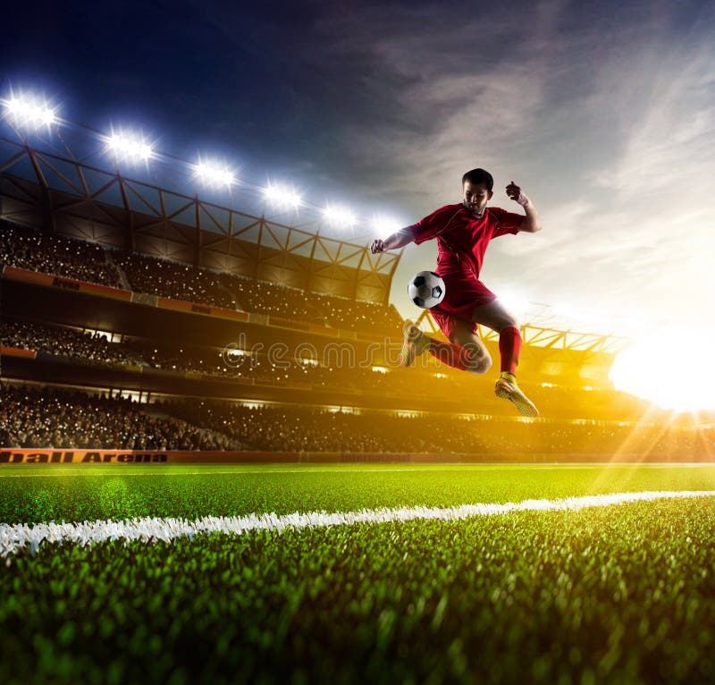 Soccer Player in Action Panorama Stock Photo - Image of athlete, game ...