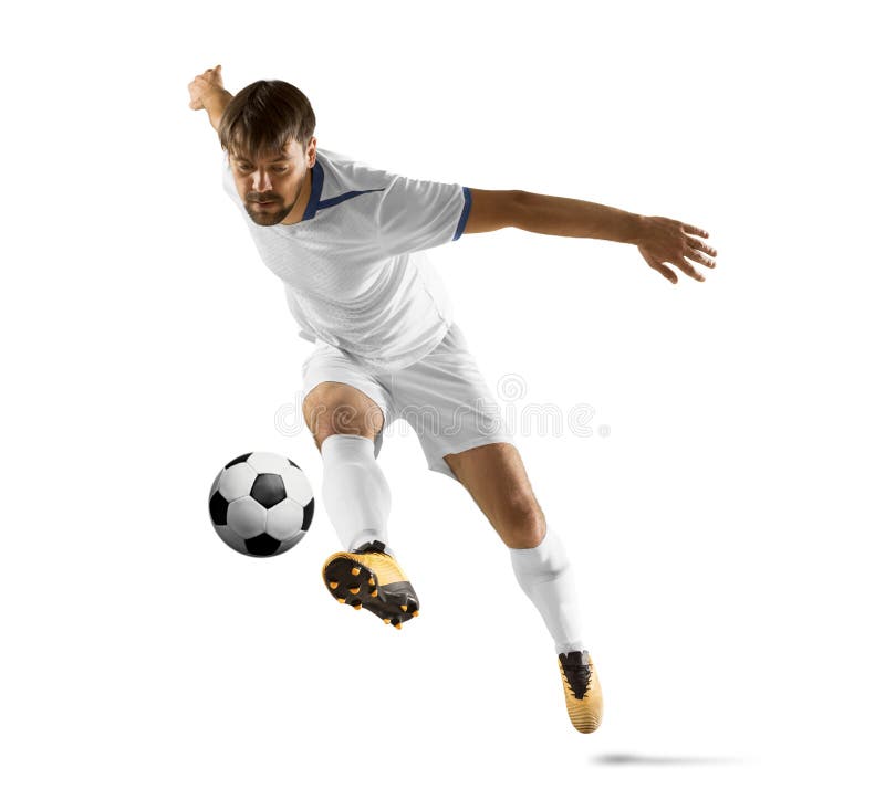 Soccer Player in Action on White Background Stock Image - Image of ...